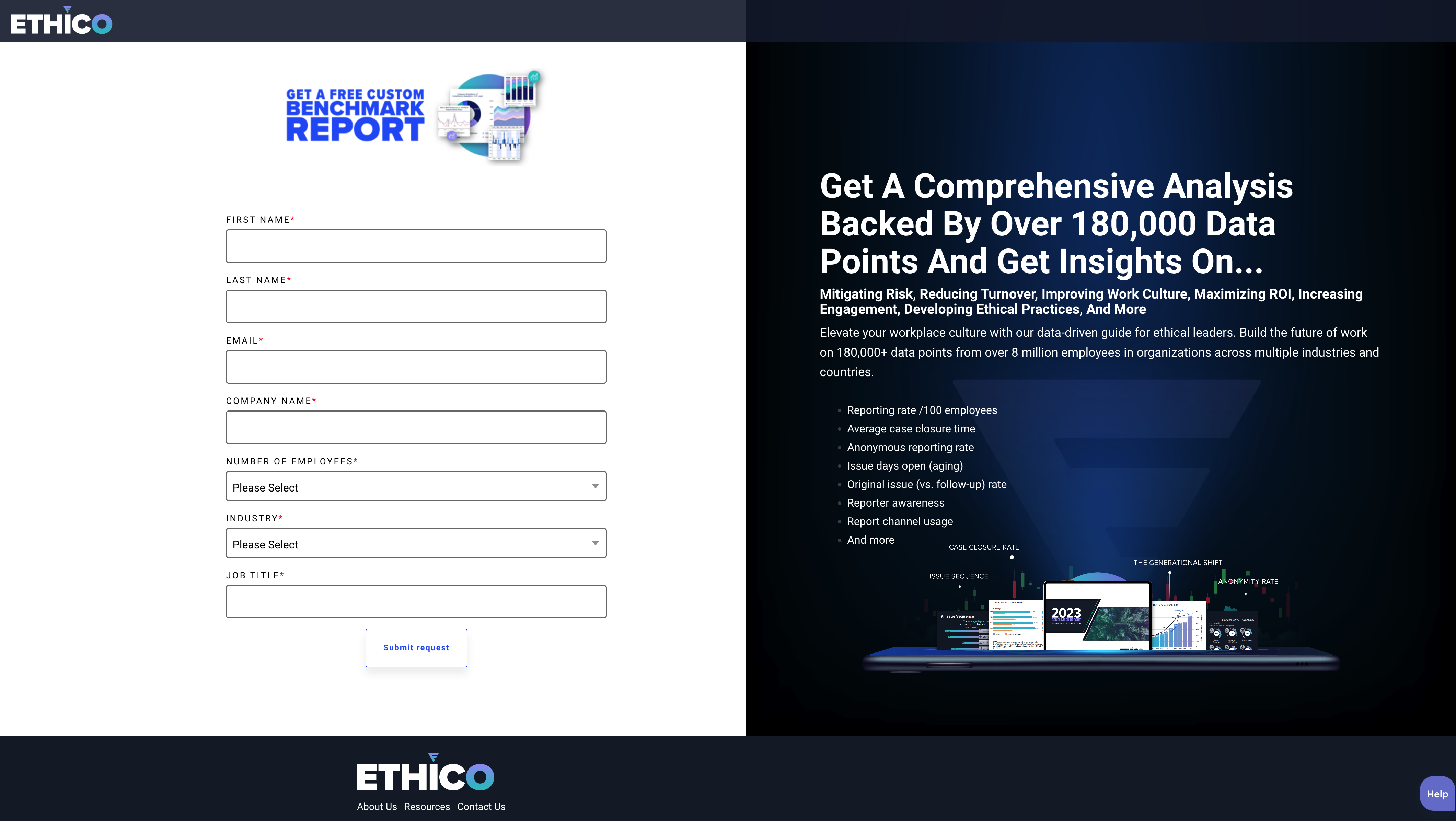 Request a custom benchmark report with YOUR data today!