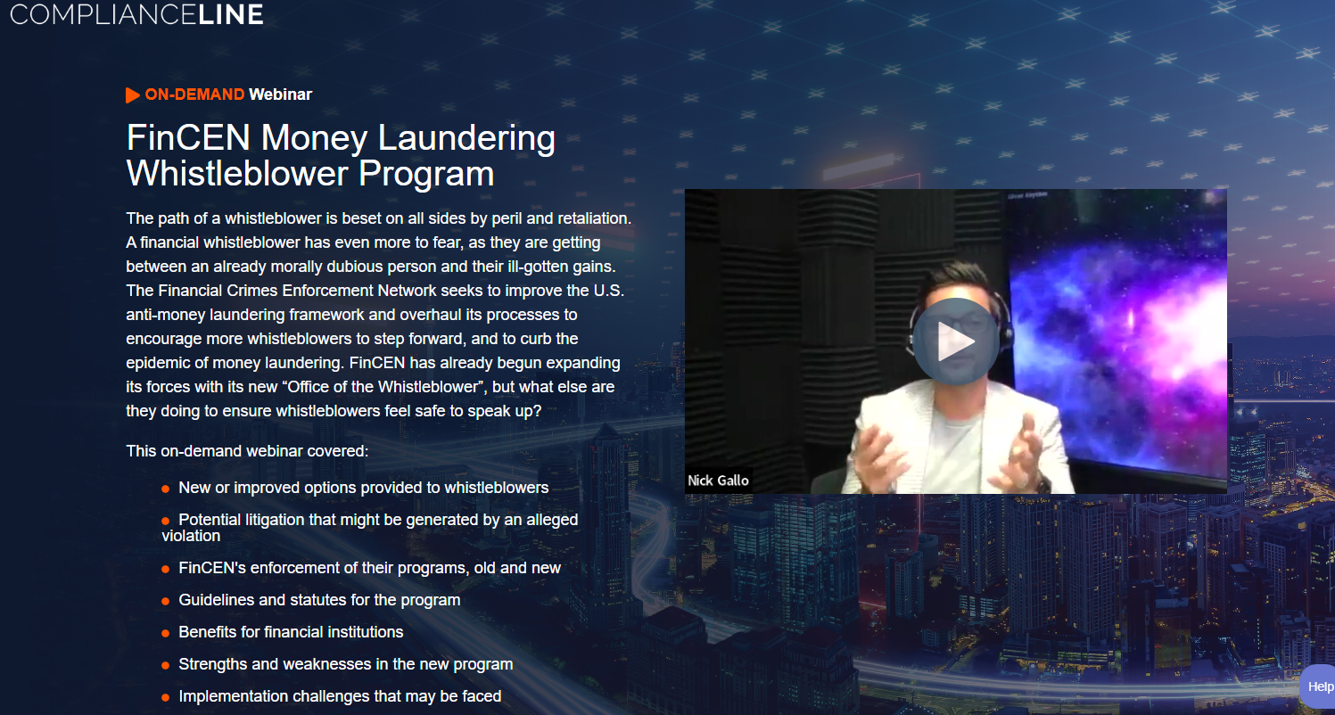 On-Demand Webinar: FinCEN Money Laundering Whistleblower Program